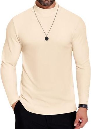 Coofandy Pull à Col Roulé à Manches Longues pour Homme Pull dhiver De Couleur Unie DéContracté Et LéGer Noir et Blanc S