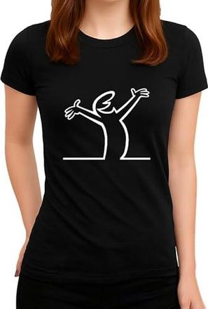 Generic Balum La Linea T-shirt en coton haut de gamme, design streetwear, design moderne, coupe d&eacute;contract&eacute;e, mode basique 1, T-shirt noir pour femme, M