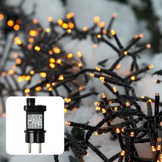 Hellum LED Lichterkette außen Cluster, 23,98m 1200 LED Cluster Lichterkette warmweiß mit Timer, Strombetrieben indoor & outdoor, Weihnachtsbaumbeleuchtung mi