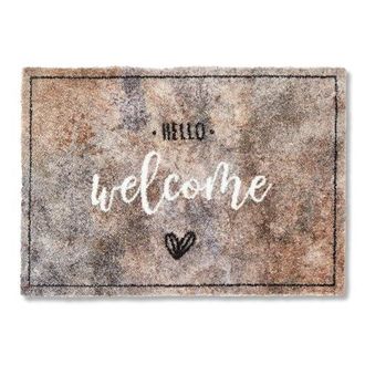 Astra Tapis de propreté Doux et Moelleux Pure & Soft - Tapis de propreté intérieur - Paillasson résistant - Hello Welcome 50 x 70 cm