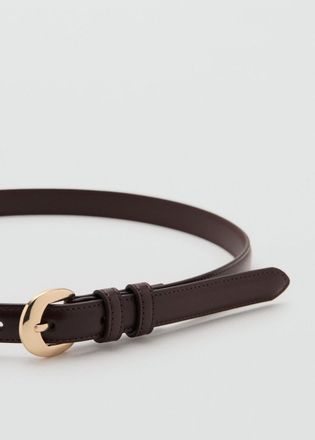 Mango Ceinture fine &agrave; boucle chocolat - Femme - XL - MANGO