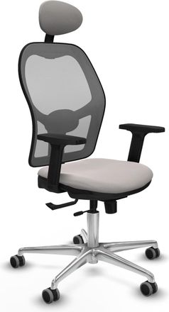 Piqueras y Crespo B&uuml;rostuhl mit 2D-Armen, h&ouml;henverstellbare Lendenwirbelst&uuml;tze und festes Kopfteil, ausgestattet mit Syncro/Traslack und injiziertem Schaumstoff, Grau/W