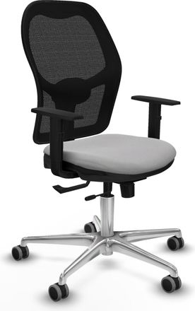 Piqueras y Crespo B&uuml;rostuhl mit R&uuml;ckenlehne und 1D-Armlehnen, h&ouml;henverstellbare Lendenwirbelst&uuml;tze, ausgestattet mit Syncro/Translack und Schaumstoff, Schwarz/Hellgrau