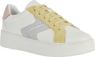 Geox Mädchen D Skyely Sneaker, Optic White Lt Yello, 39 EU