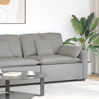 vidaXL Modulares Sofa Endmodul mit Armlehne Kissen Wolkengrau 100 cm - Vidaxl