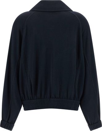 Brunello Cucinelli Cotton-Silk Interlock Sweatshirt - Navy