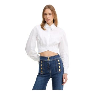 Elisabetta Franchi Blouse &agrave; col crois&eacute; - Femme - Blouses et Chemises - Blanc - Taille: 42 FR