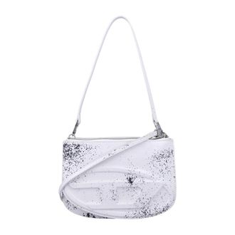Diesel Femme, Sacs, Blanc, Taille: ONE Size Sac bandouli&egrave;re effet vieilli avec logo en relief