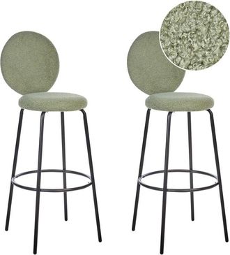 Beliani Set mit 2 Barstühlen EMERY Bouclé Hellgrün