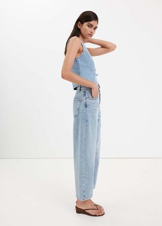 Mango Jean balloon crop bleu moyen - Femme - 32 - MANGO