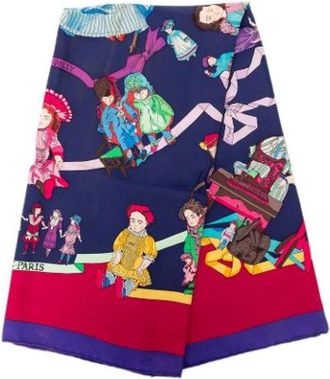 Herm&egrave;s Pre-owned Hello Dolly Scarf - Femme - Pre-owned - Bleu - Taille: ONE Size