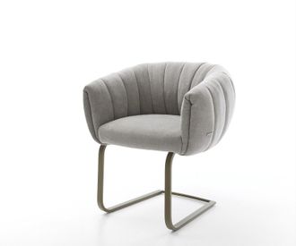 DELIFE Freischwinger Jada-Flex Strukturstoff Soft Grau Freischwinger flach Effektfinish Titan Taschenfederkern, Esszimmerst&uuml;hle