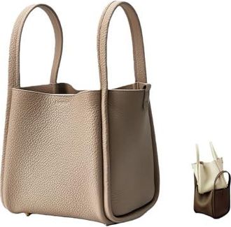 Generic Petit sac seau en cuir pour femme - Design classique - &Eacute;l&eacute;gant - Fourre-tout souple - Sac &agrave; main Hobo, marron clair, 17cm*19cm*20cm/ 6.69in*7.48in*7.7