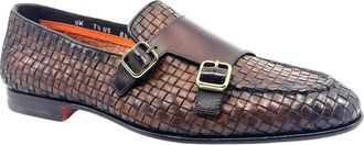 Santoni Homme, Chaussures, Brun, Taille: 42 1/2 EU Braided Leather Moccasin