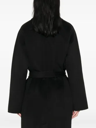 Elisabetta Franchi Double-Breasted Wool Coat - Black
