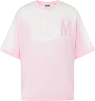 Moschino unisex, Tops, Rose, Taille: L T-shirt imprim&eacute; en jersey de coton