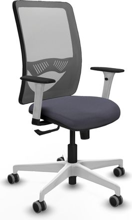 Piqueras y Crespo Hellgrauer Stuhl Zulema mit wei&szlig;en und schwarzen Armlehnen, h&ouml;henverstellbare Lendenwirbelst&uuml;tze, ausgestattet mit Sincro 3 Positionen und Schneidesch