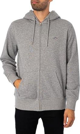 GANT REG Full Zip Hoodie Sweat À Capuche Zippé Shield Regular, Grey Melange, XL Homme