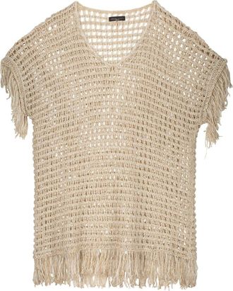 Fabiana Filippi Femme, Pulls, Beige, Taille: 38 FR Pull en tricot crocheté Boho Chic