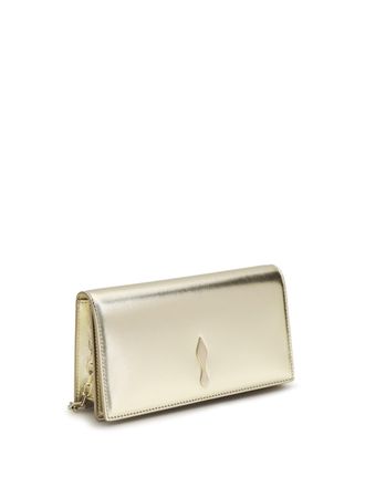 Christian Louboutin Womens Bettina Clutch Laminated Leather Platine-Gold Lamb Ovis Aries Clutches Platine/gold