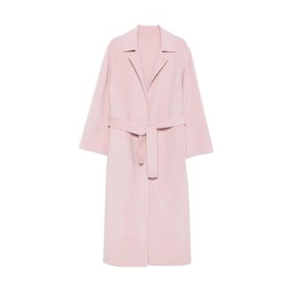 Alberta Ferretti Femme, Manteaux, Rose, Taille: 36 FR Manteau Rose Ceintur&eacute; avec Revers