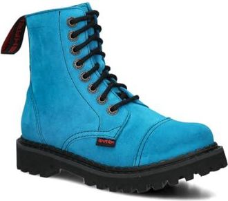 Nagaba Bottes Féminins de combat - Armée Ranger 8H Ultra Léger Chaussures en cuir Grunge - Unisexe, 8 trous - Marine - 37
