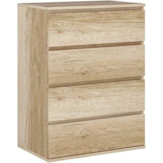HOMCOM Commode 4 tiroirs dim. 60L x 40l x 80H cm effet bois