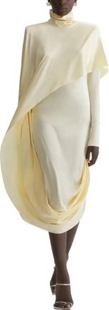 MUGLER Femme, Robes, Beige, Taille: 36 FR Robe Midi Drapp&eacute;e &agrave; Col Montant