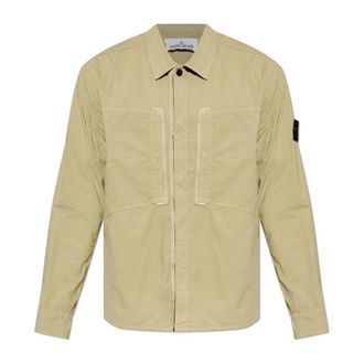 Stone Island Homme, Vestes, Vert, Taille: L Chemise avec &eacute;cusson logo