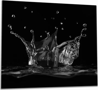 Wallario Herdabdeckplatte/Spritzschutz aus Glas, 1-teilig, 60x52cm mit 13mm hohen Füßen, für Ceran- und Induktionsherde, Aufspritzendes Wasser Schwarz-Weiß