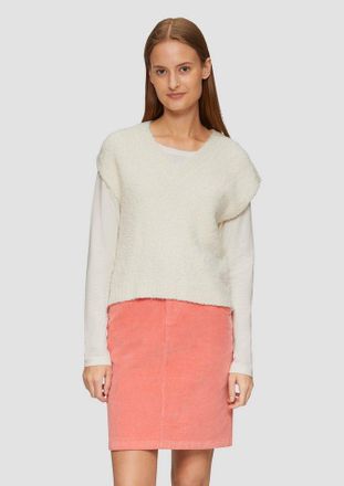 s.Oliver Rundhalspullover Strickpullover Pullunder aus Teddy-Bouclé