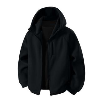 Generic Veste polaire chaude pour homme - Avec capuche - Couleur unie - Avec fermeture &eacute;clair - Confortable - Pour lext&eacute;rieur - Veste de sport - Sweat &agrave; capuc