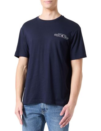 GANT Herren Printed Graphic SS T-Shirt, Evening Blue, L
