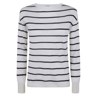 Max Mara Femme, Pulls, Beige, Taille: 38 FR Tabella Stripes Silk Cashmere Sweater