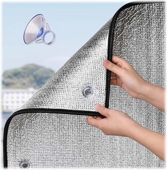 Generic Sonnenschutzfolie Reflektierende Fensterfolie 8mm Doppelte Aluminiumfolie Isolierfolie f&uuml;r Glasfenster Sichtschutz mit Saugn&auml;pfe Verdunkelungsfolie Fe