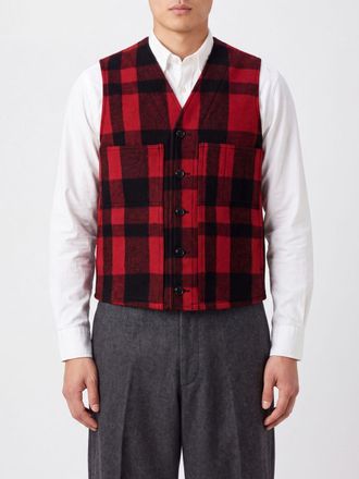 Filson Gilet de costume en pure laine avec col en V et poches plaqu&eacute;es