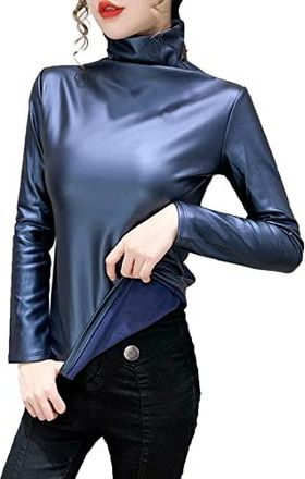 Generic sous Pull Femme Haut Thermique Femme sous Pull Thermique Femme Doux Glamour Haut Thermique Col Semi Roulant Doubl&eacute; Polaire sous Couche Bross&eacute;e Ultra C