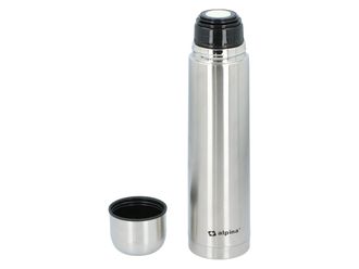 Alpina Alpina Thermosflasche - Thermoskanne - Doppelwandig - 1000 ml - Inkl. Becher - Edelstahl