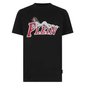 Philipp Plein Homme, Tops, Noir, Taille: M T-shirt en jersey Pin Up