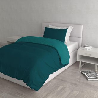 Italian Bed Linen Natural Color Doubleface Bettbezug, 100% Baumwolle, &Ouml;l gr&uuml;n/Flasche gr&uuml;n, Einzelne