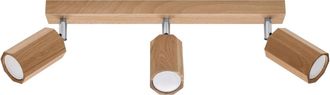 Sollux Lighting Deckenlampe Deckenleuchte Deckenstrahler Holz 3 Flammig LED Lampe Gl&uuml;hbirne 3000K Eiche Xenor