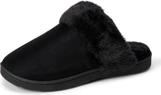 Amazon Essentials Damen Kuschelige Hausschuhe Aus Kunstfell, Schwarz, 44.5 EU