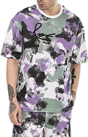 Red Bridge T-Shirt pour Homme à Manches Courtes Oversize Coton Col Rond Batik Violet M