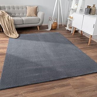 Paco Home Tapis Salon Chambre Adulte Poils Ras Boho Motif Scandinave Uni, Dimension:160x220 cm, Couleur:Anthracite