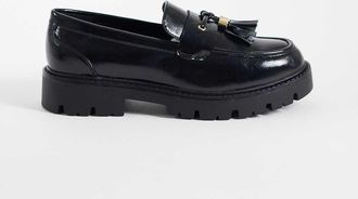 schuh Wide Fit - Livvy - Mocassins chunky &agrave; pampilles - Noir verni