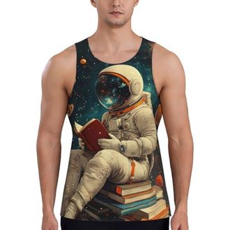 Generic D&eacute;bardeur respirant &agrave; s&eacute;chage rapide sans manches pour homme pour entra&icirc;nement &agrave; la plage S &agrave; 4XL, Astronaute de lecture spatiale 3, XXL