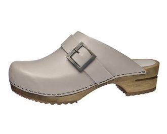 Sanita Urban | Sabots Ouverts | Produit Original Fabriqu&eacute; &agrave; la Main pour Femme | Sabots en Cuir avec Semelle en Bois | Gris | 37 EU