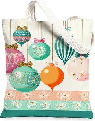 Generic Sacs fourre-tout en toile ornement vintage, motif vacances color&eacute;es, sacs d&eacute;picerie r&eacute;utilisables, toile l&eacute;g&egrave;re et lavable pour voyage B, multicolore,