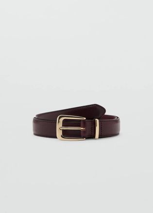 Mango Ceinture 100 % cuir bovin bordeaux - Femme - XL - MANGO