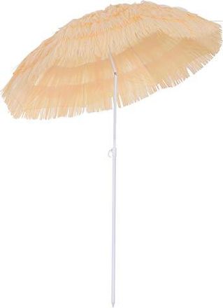 OUTSUNNY Parasol de Plage Jardin Design Hawai 160 cm Raphia Artificiel Beige